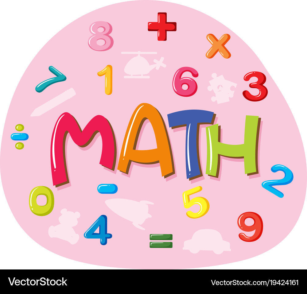 Sticker design for word math Royalty Free Vector Image