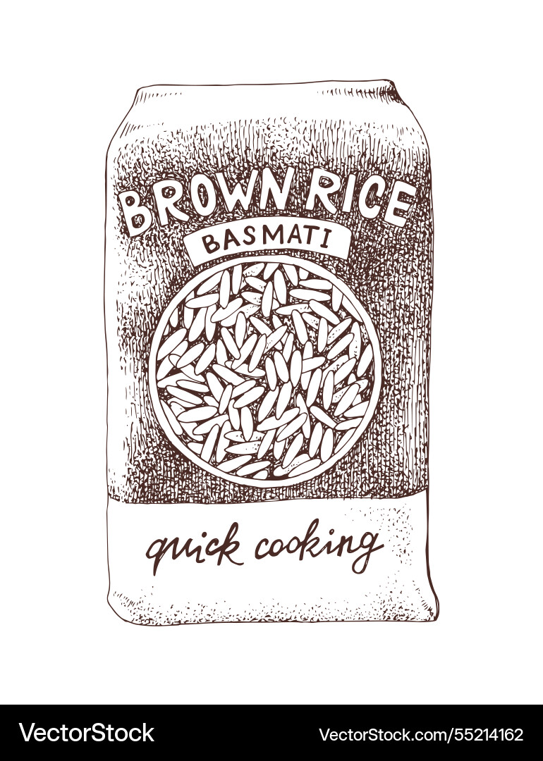 Brown rice in a package Royalty Free Vector Image