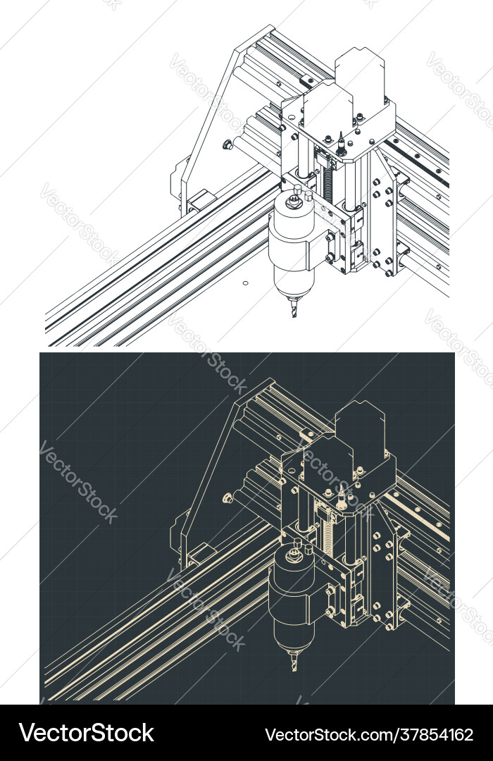 Cnc machine for 3d carving isometric drawings Vector Image
