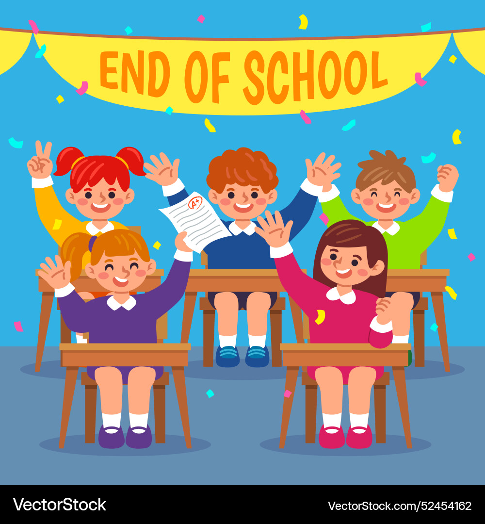 Flat end of school Royalty Free Vector Image - VectorStock