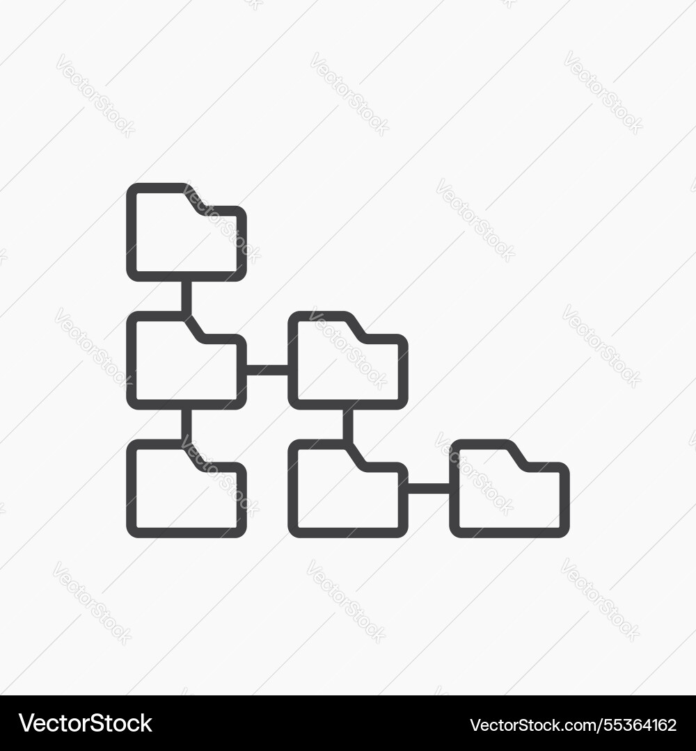 Folder tree icon isolated in black line Royalty Free Vector