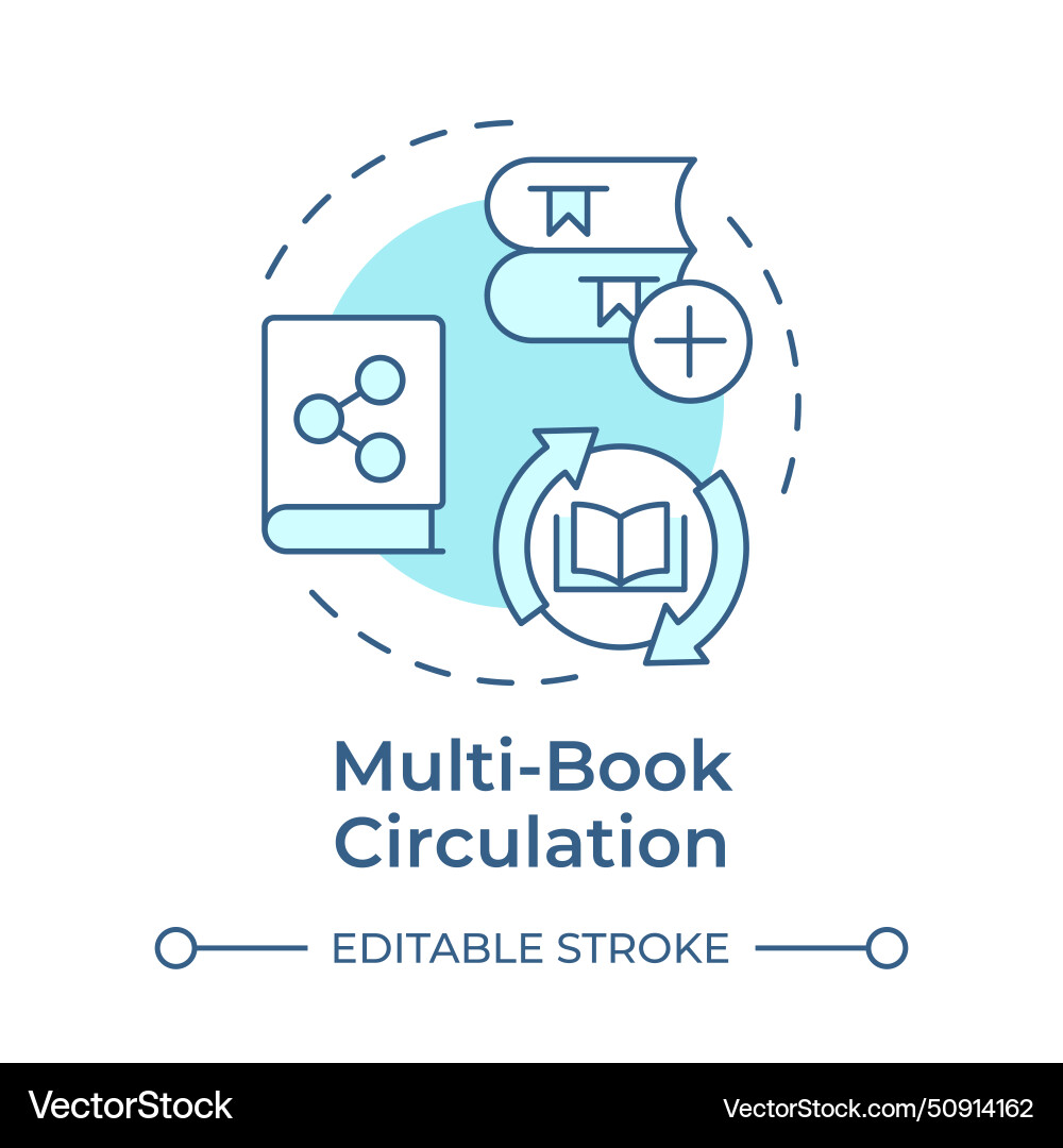 Multi-book circulation soft blue concept icon Vector Image