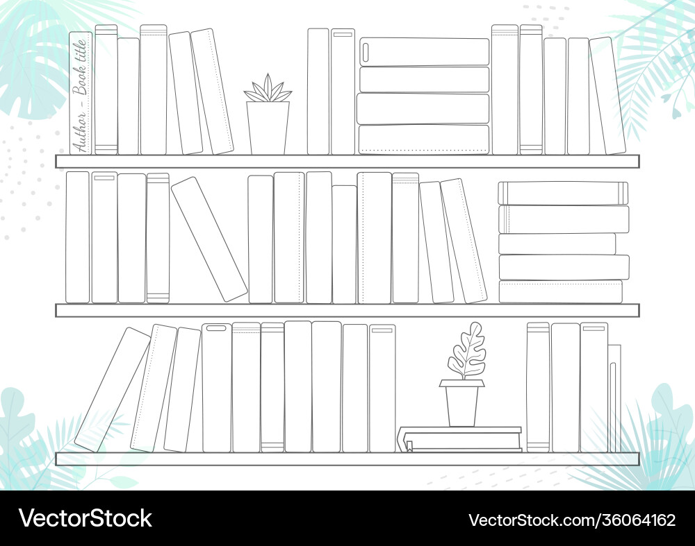 Printable a4 paper sheet with bookshelves Vector Image
