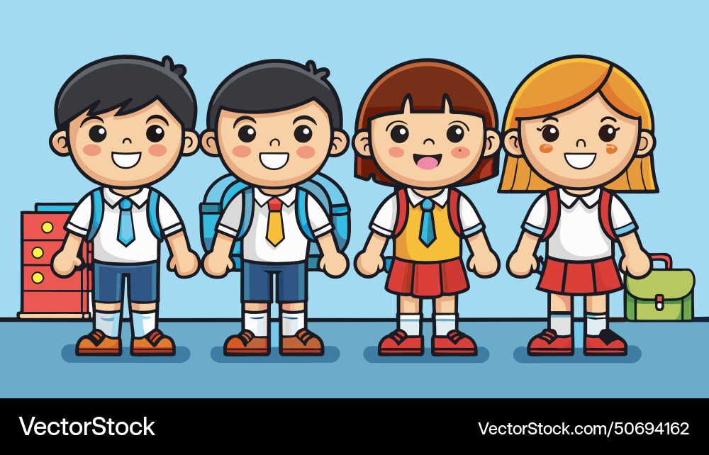 School kids vibrant cartoon Royalty Free Vector Image