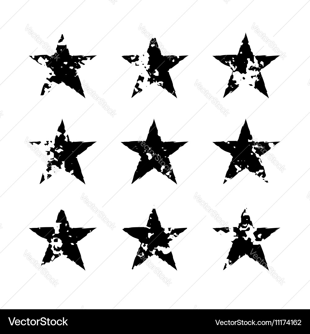 Star icons grunge texture set Royalty Free Vector Image
