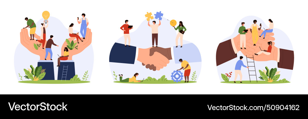 Support and care for wellbeing of tiny employees Vector Image