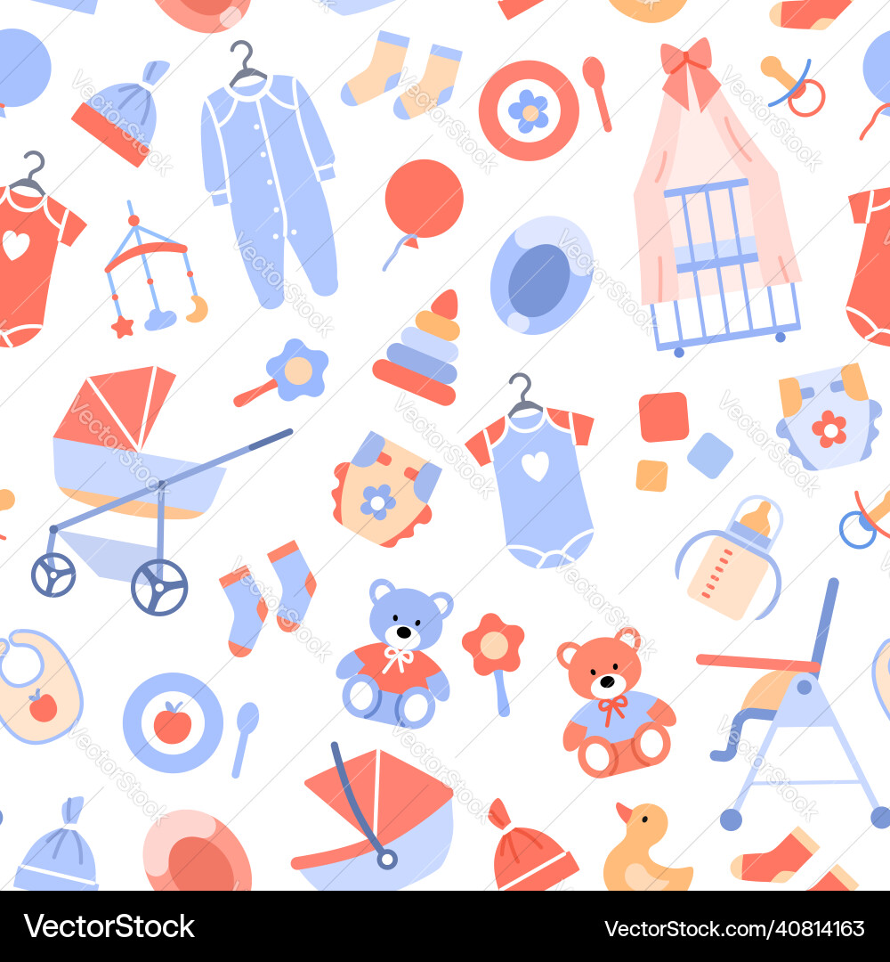 Baby Shower Pattern - Pastel Royalty Free Vector Image