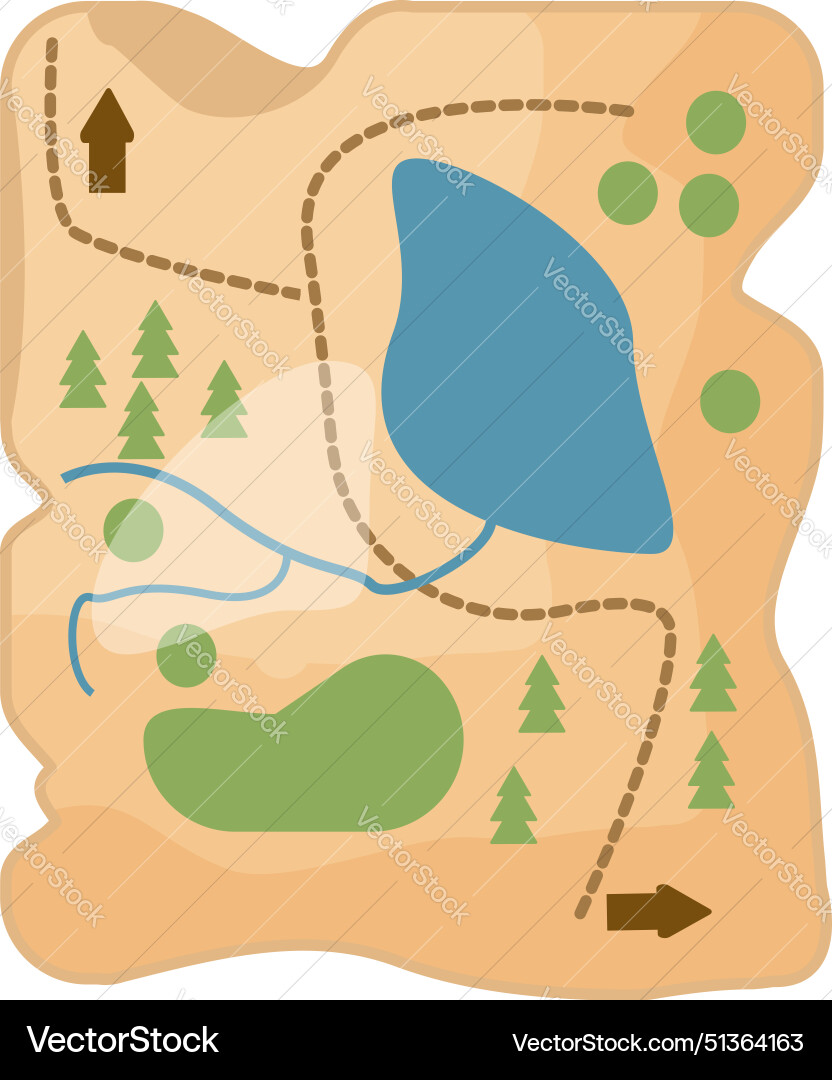 Cartoon hiking trail map Royalty Free Vector Image