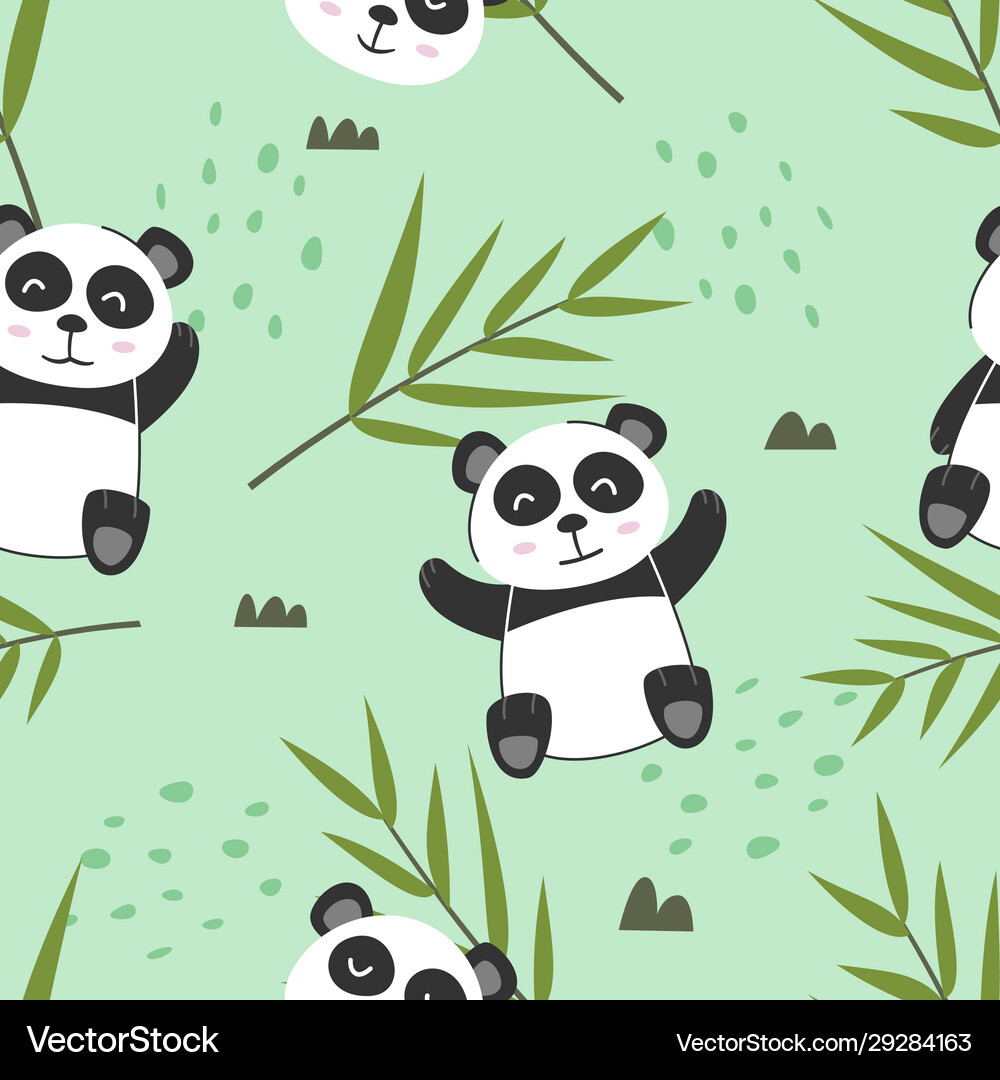 Cute Panda Seamless Pattern Royalty Free Vector Image
