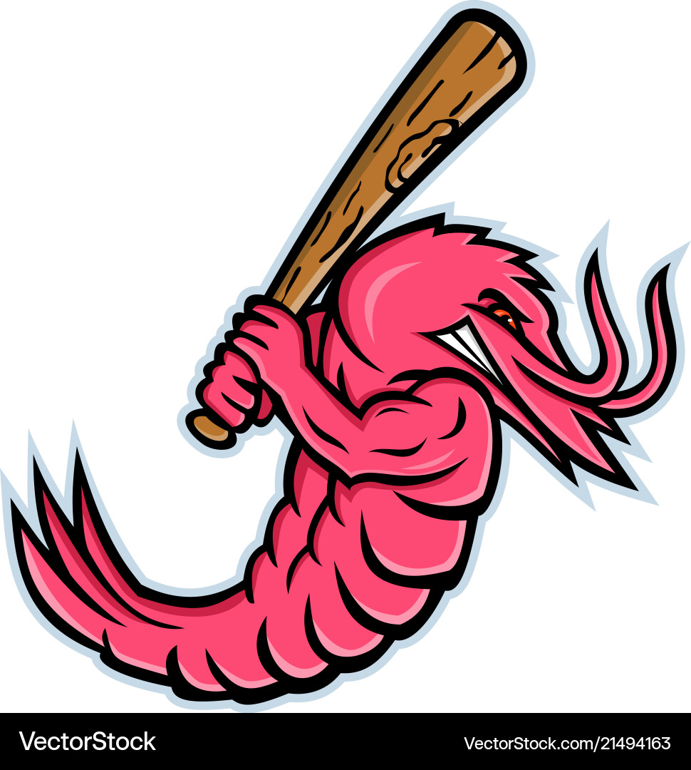 Jumbo shrimp baseball mascot Royalty Free Vector Image