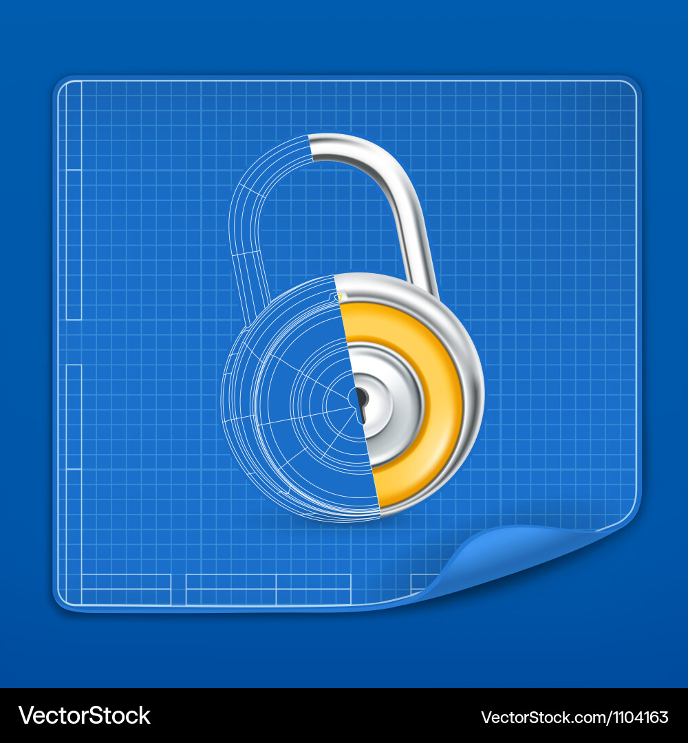 Lock drawing blueprint Royalty Free Vector Image
