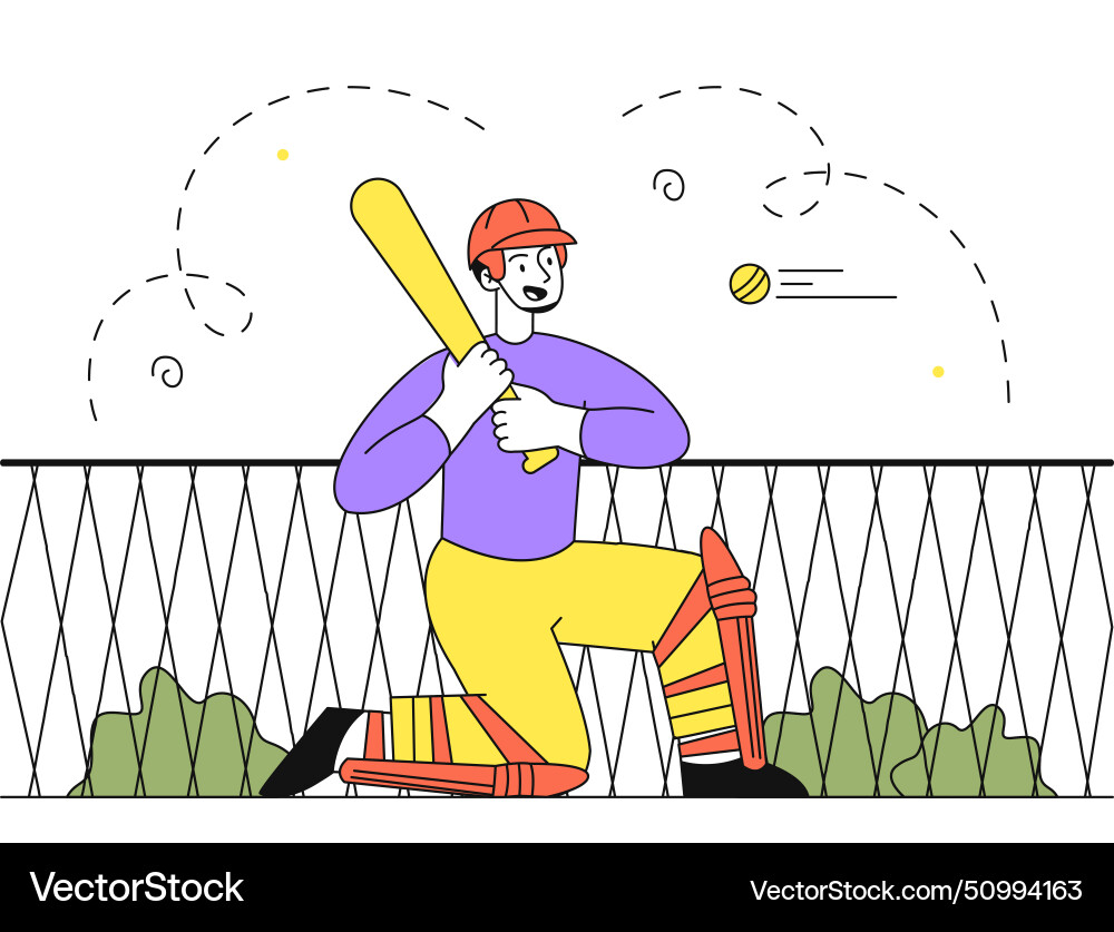 Man play baseball linear Royalty Free Vector Image