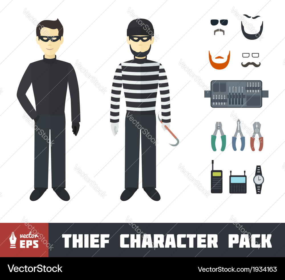 Thief character set Royalty Free Vector Image - VectorStock