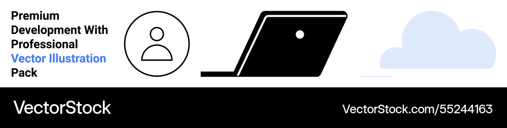 User profile laptop and cloud highlighting Vector Image