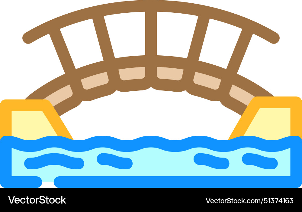 Wooden bridge color icon Royalty Free Vector Image