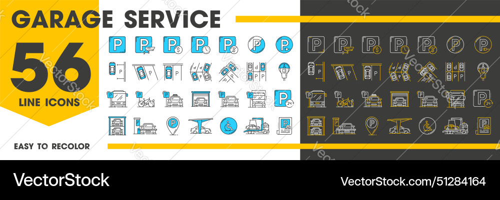 Automatic garage service and parking line icons Vector Image