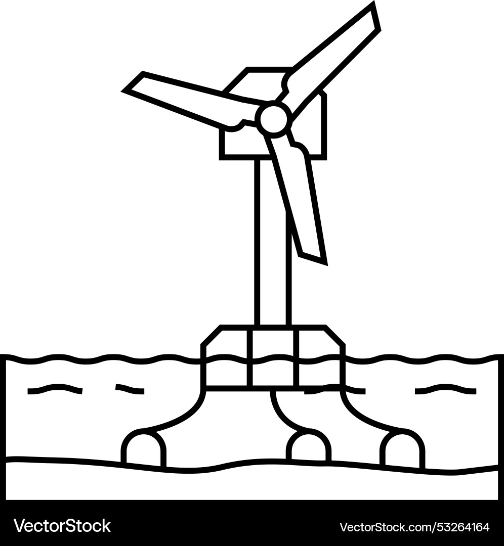 Floating wind turbine line icon Royalty Free Vector Image Floating wind turbine line icon Royalty Free Vector Image