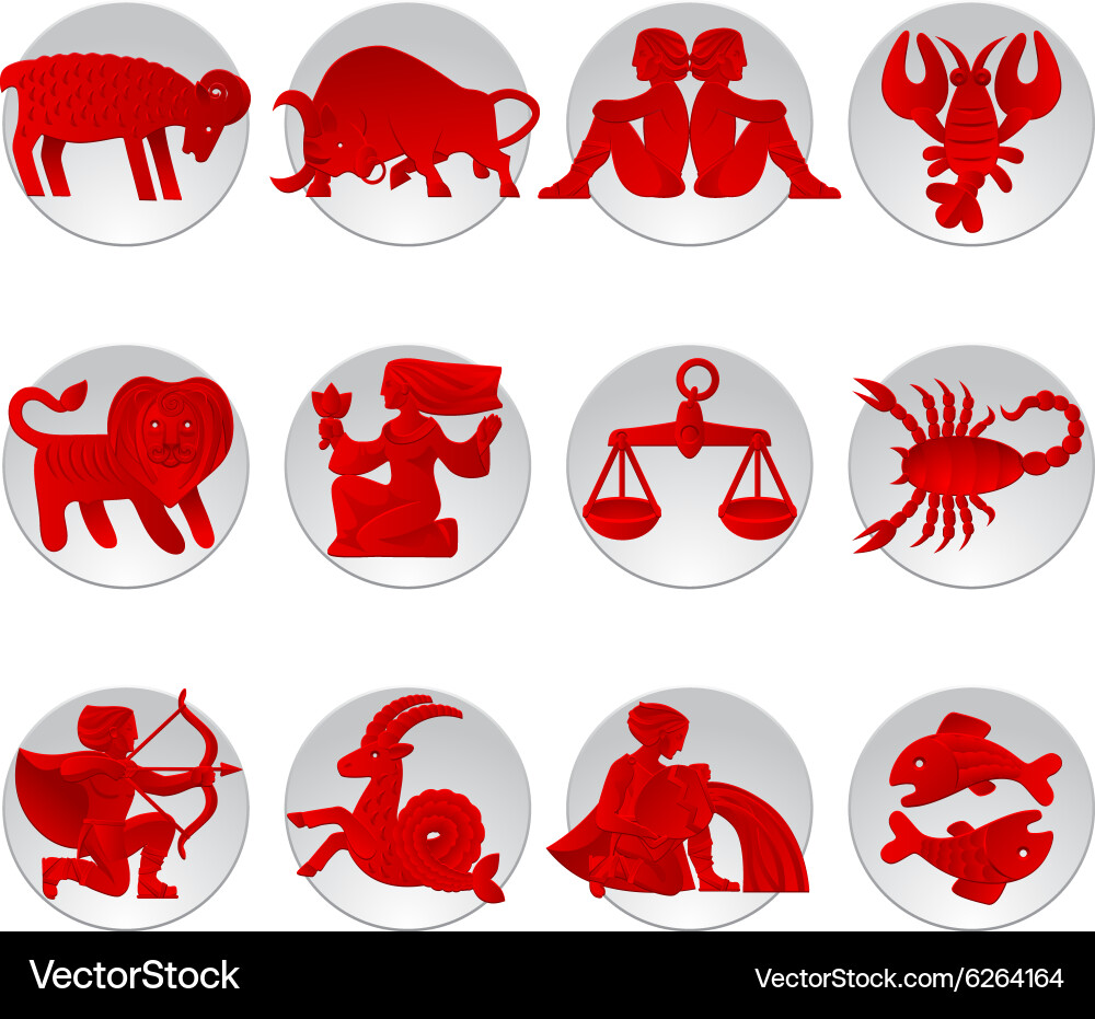 Red zodiac signs Royalty Free Vector Image - VectorStock