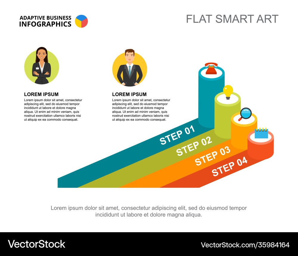 Two entrepreneurs process chart template Vector Image