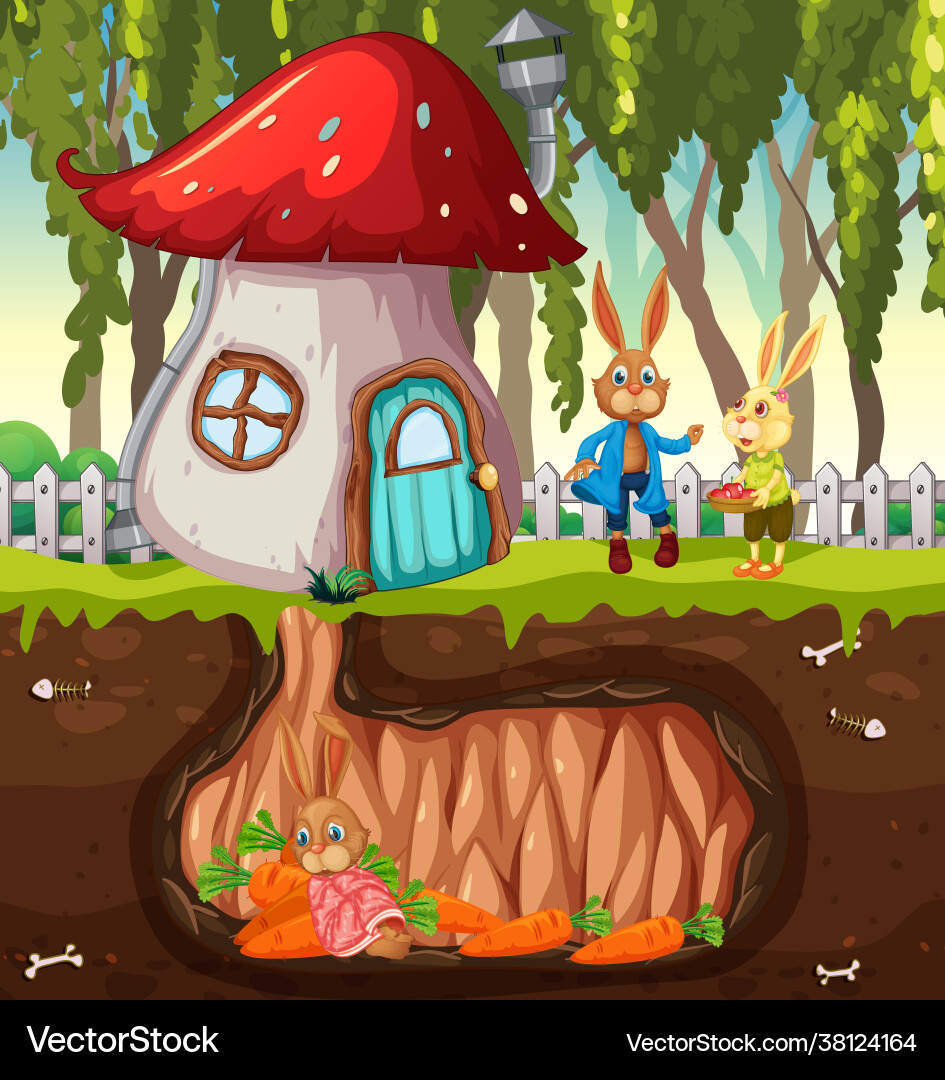 Underground rabbit hole with ground surface Vector Image