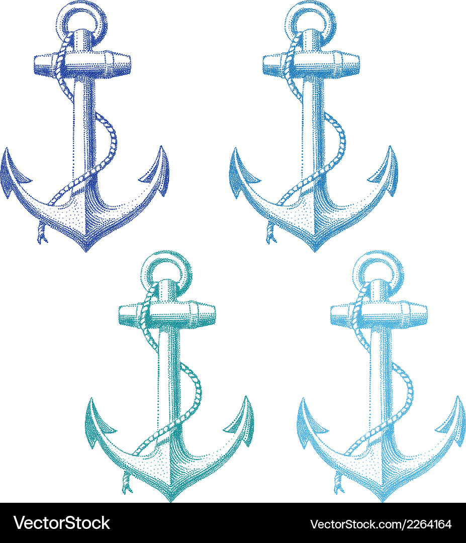 Vintage anchor with rope set Royalty Free Vector Image