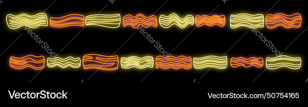 Bacon icons set neon Royalty Free Vector Image