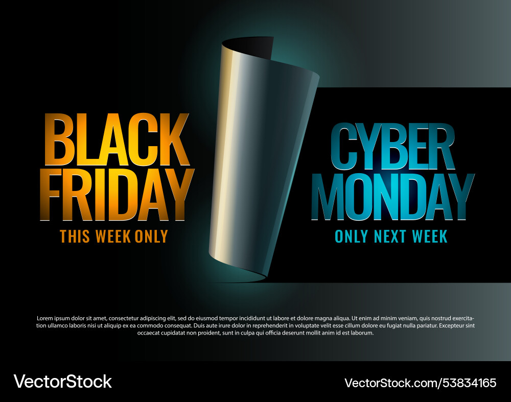 Black friday and cyber monday promotion banner Vector Image