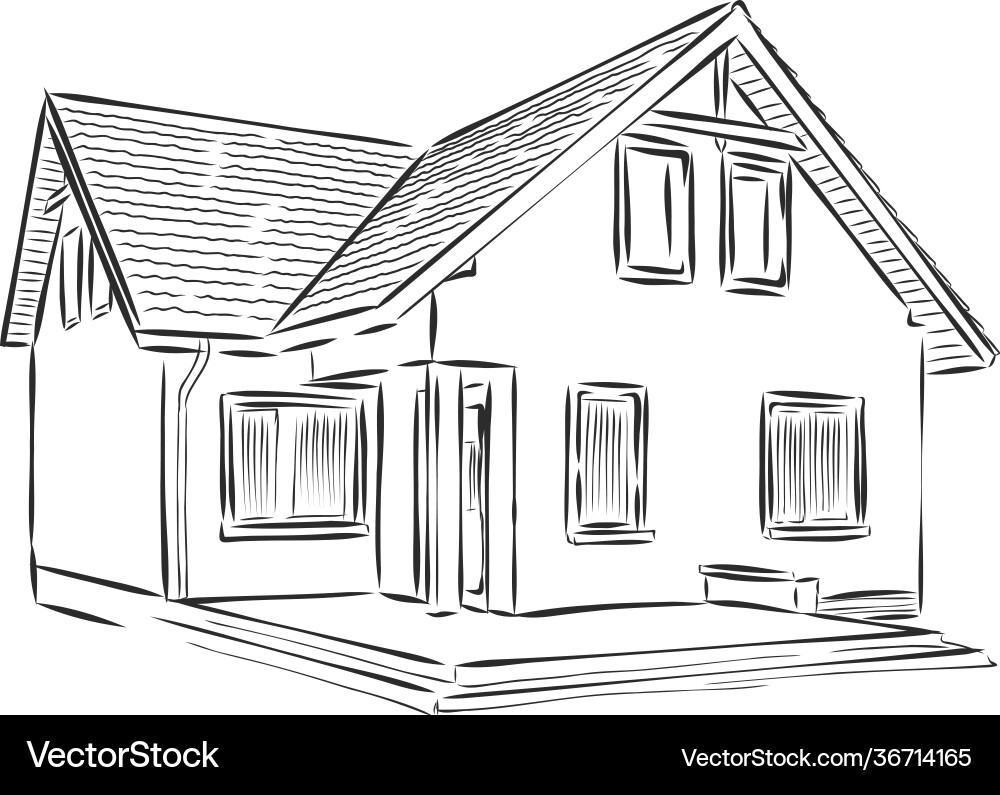 Building hand drawing house sketch architecture Vector Image