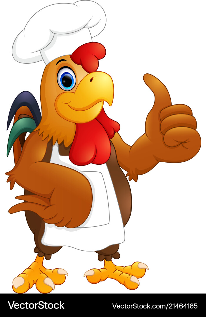 Cheerful Cartoon Chicken Chef Royalty Free Vector Image