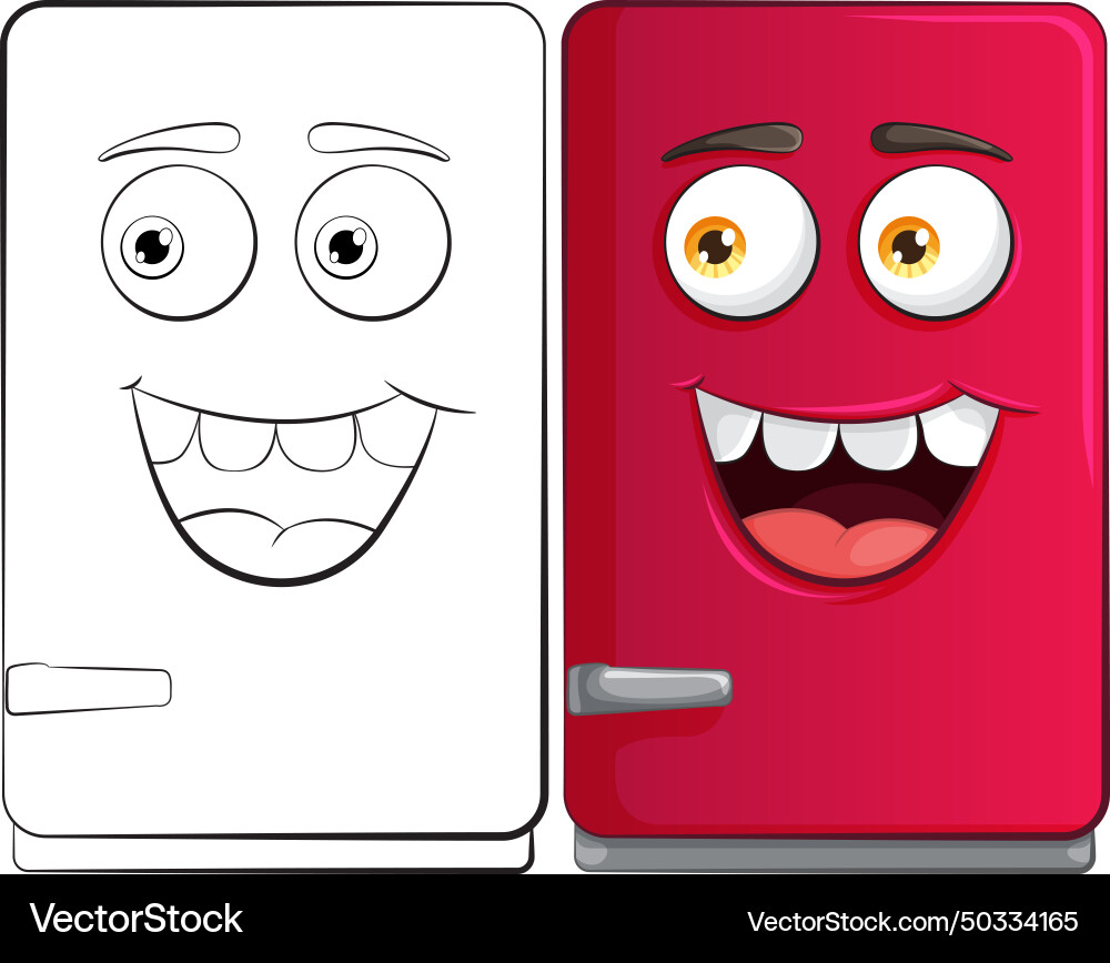 Colorful smiling fridge characters in style Vector Image