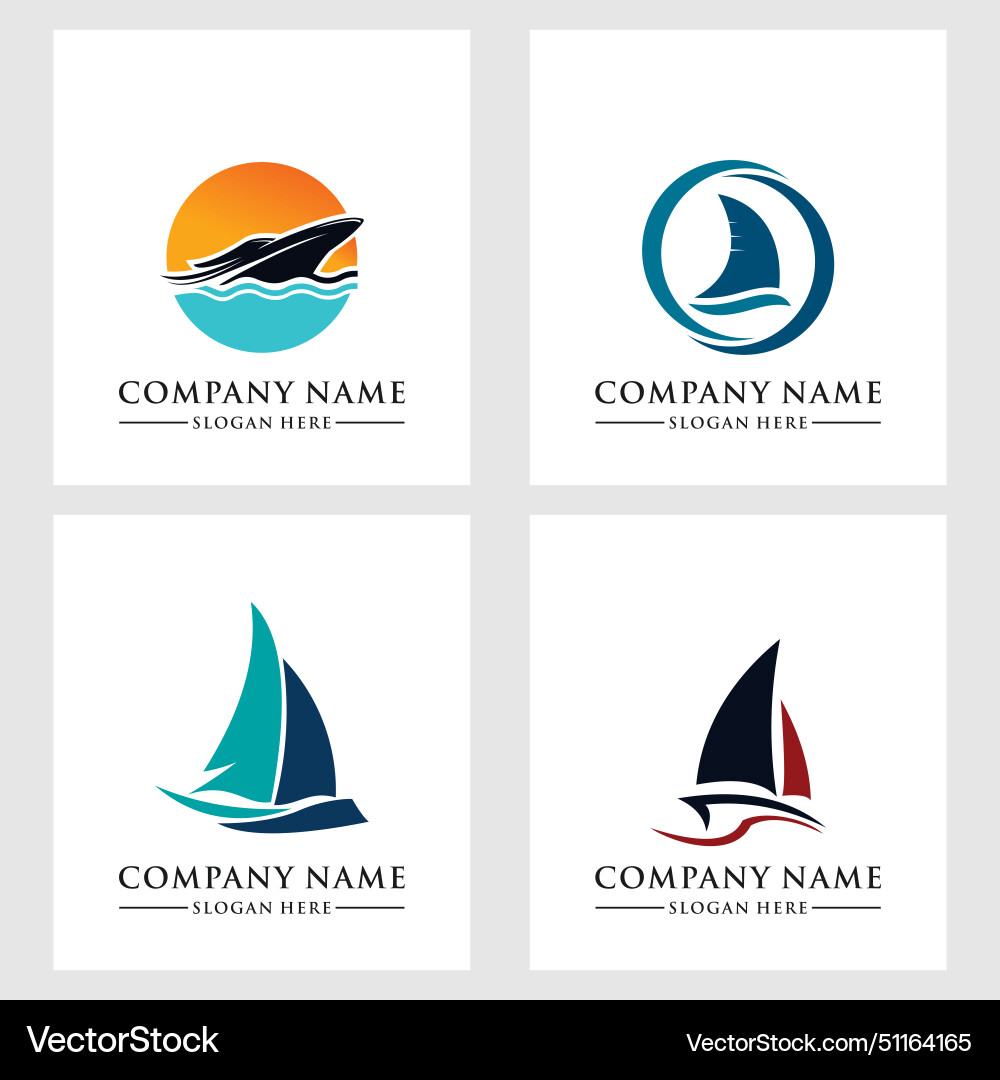 Fishing boat logo template Royalty Free Vector Image