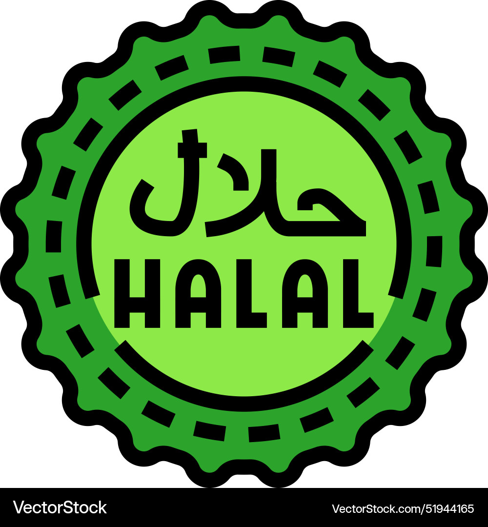 Halal product label warning color icon Royalty Free Vector