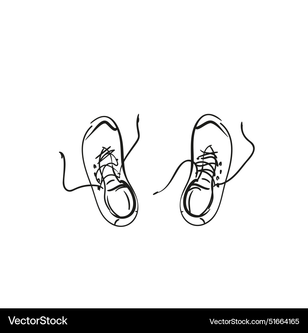 Hand drawn unlaced shoe top view simple sketch Vector Image