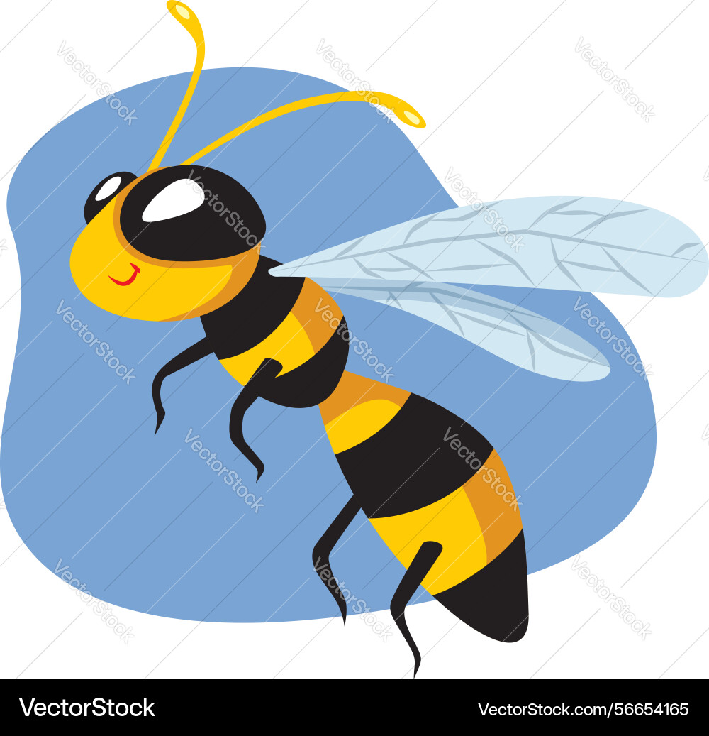 Happy cheerful wasp mascot cartoon Royalty Free Vector Image