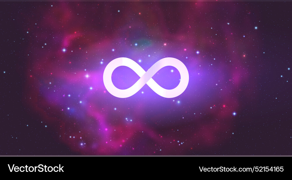 Infinity symbol on space background mystical Vector Image