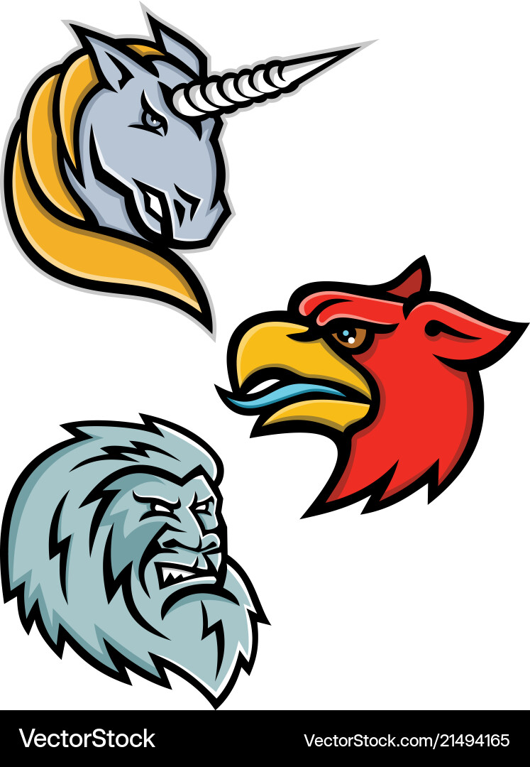 Legendary creatures sport mascot collection Vector Image