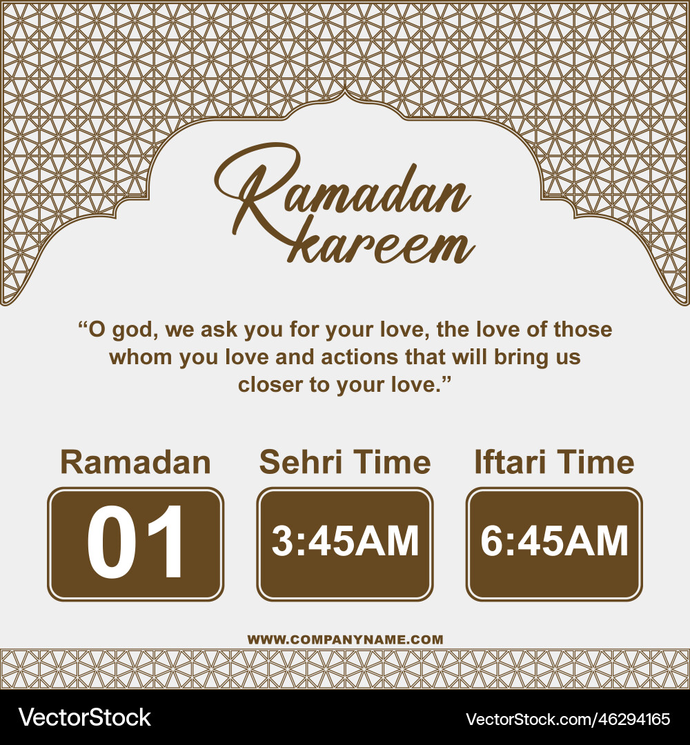 Ramadan mubarak sehri iftari time Royalty Free Vector Image
