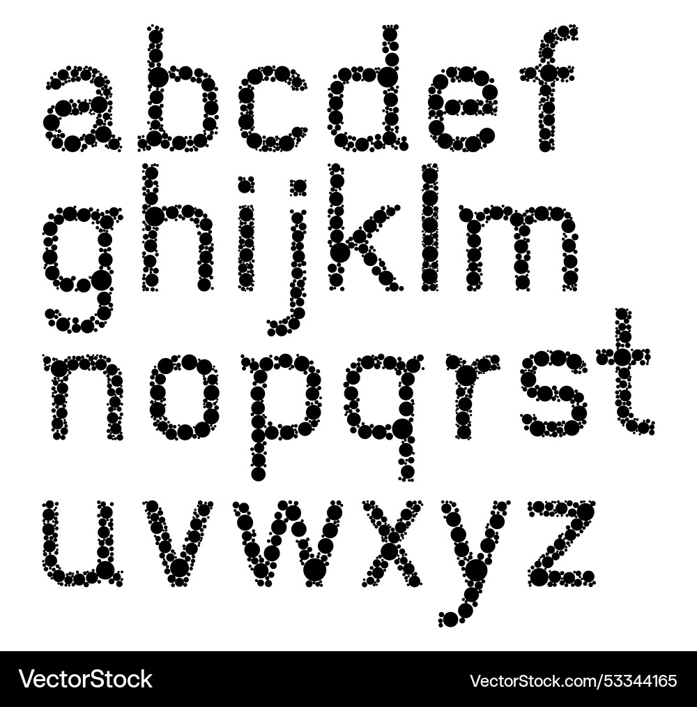 Random dot lowercase alphabet letters Royalty Free Vector