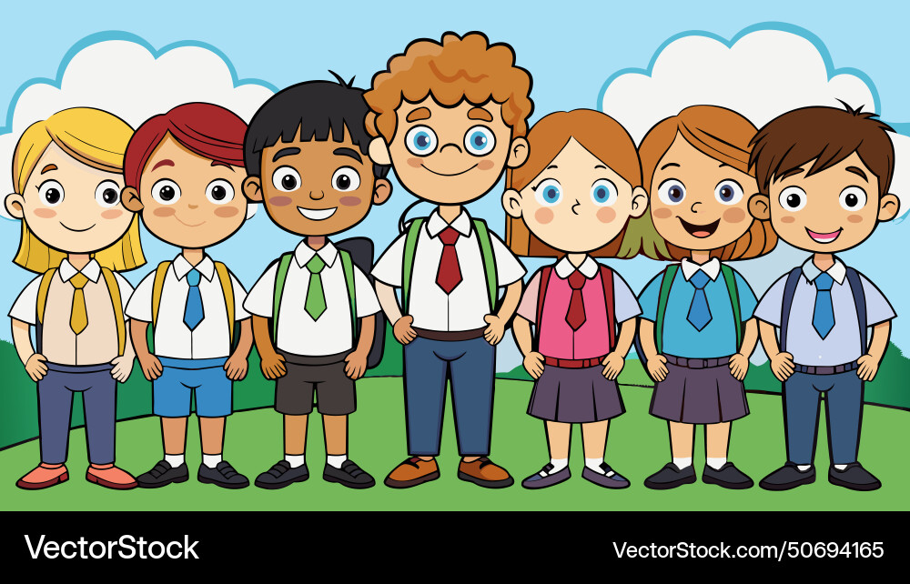 School kids vibrant cartoon Royalty Free Vector Image