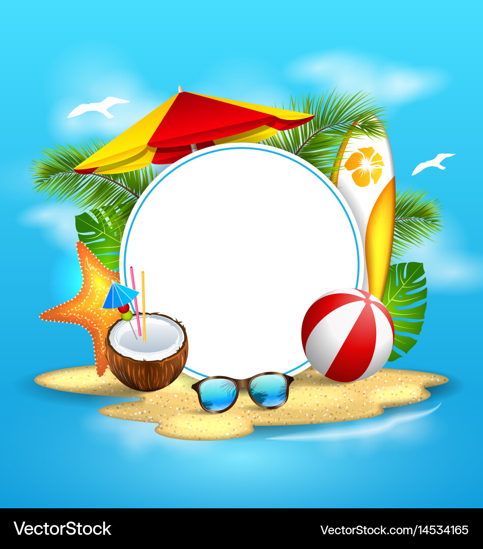 Summer background with sea island beach Royalty Free Vector