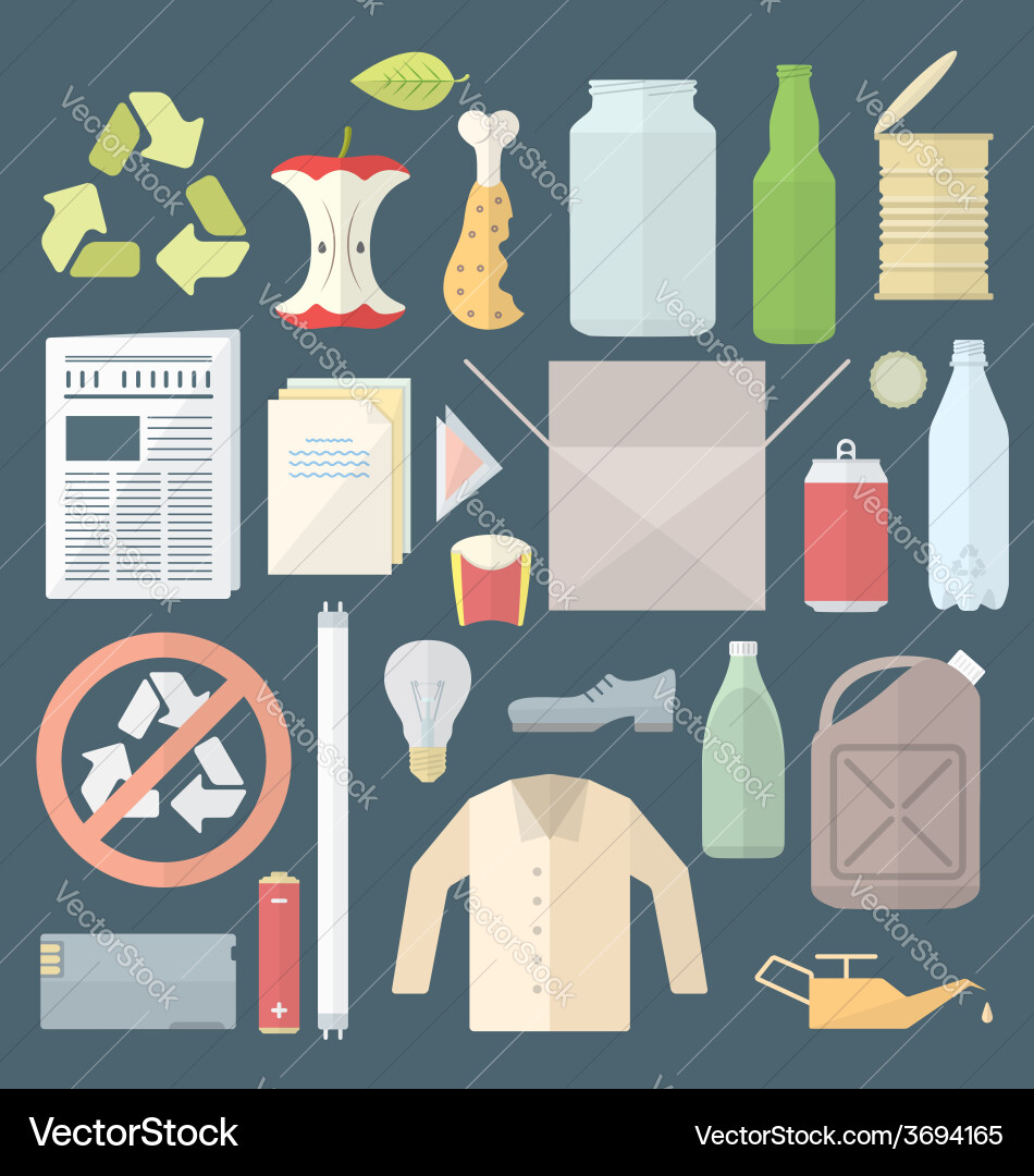 Waste Separation Icons - Recycling Royalty Free Vector Image