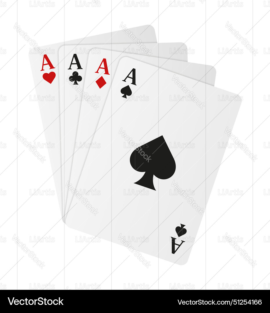 A fan of 4 playing cards Royalty Free Vector Image