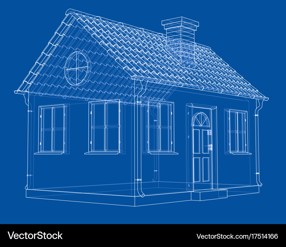 A small house with shingles roof Royalty Free Vector Image