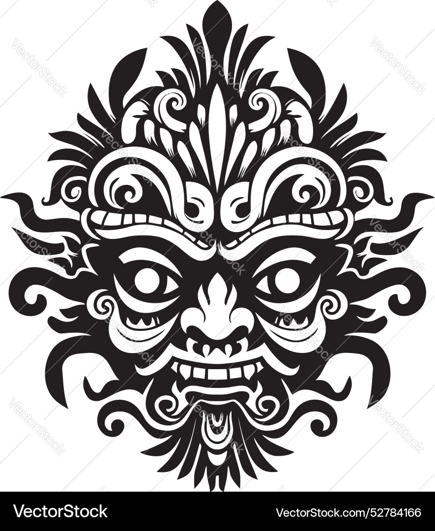 Ancient allegiance bali mask emblem serene Vector Image