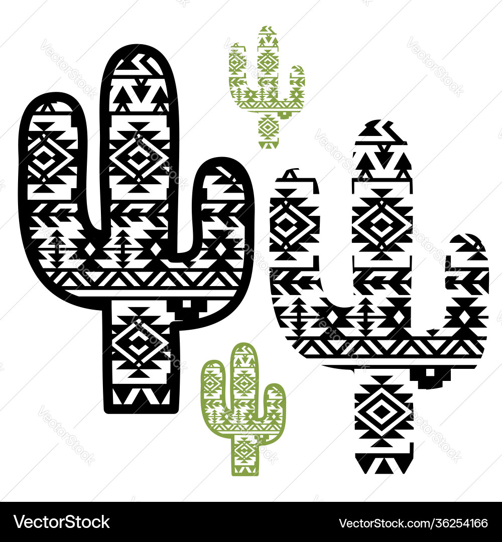 Aztec cactus graphic printable boho Royalty Free Vector