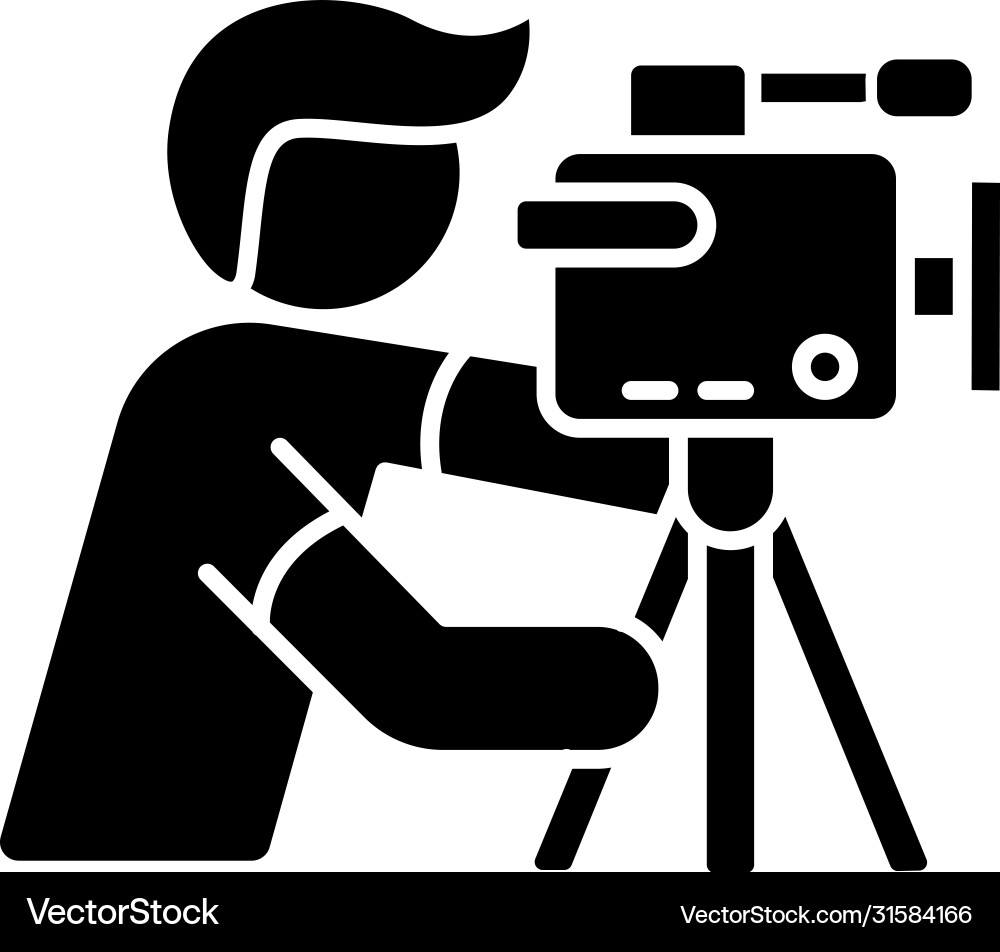 Cameraman black glyph icon Royalty Free Vector Image