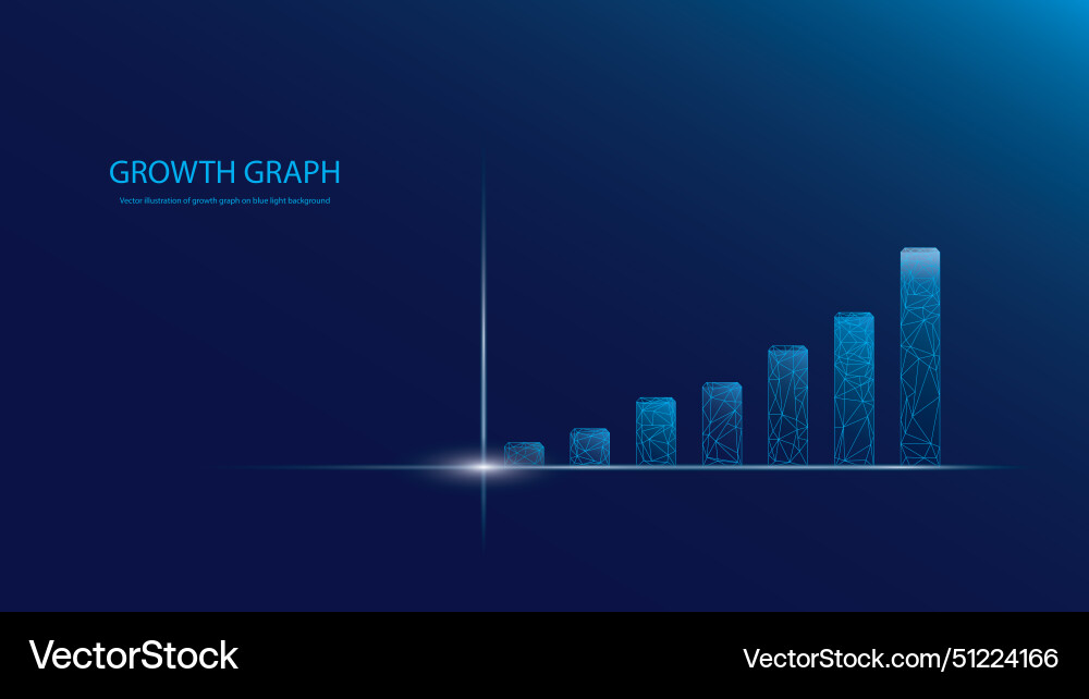 Digital growth graph low poly Royalty Free Vector Image