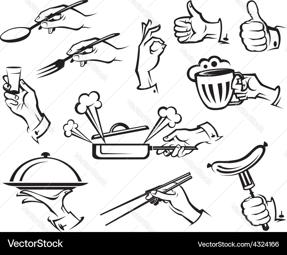 Food and hands Royalty Free Vector Image - VectorStock