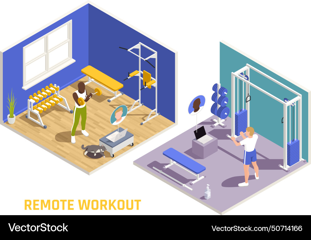 Gym workout isometric composition Royalty Free Vector Image