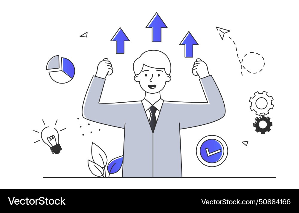 Happy and powerful man simple Royalty Free Vector Image
